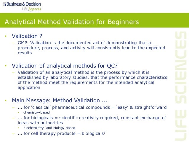 Qc Method Validation For Biologicals Vs Cell Therapy Products Atmp