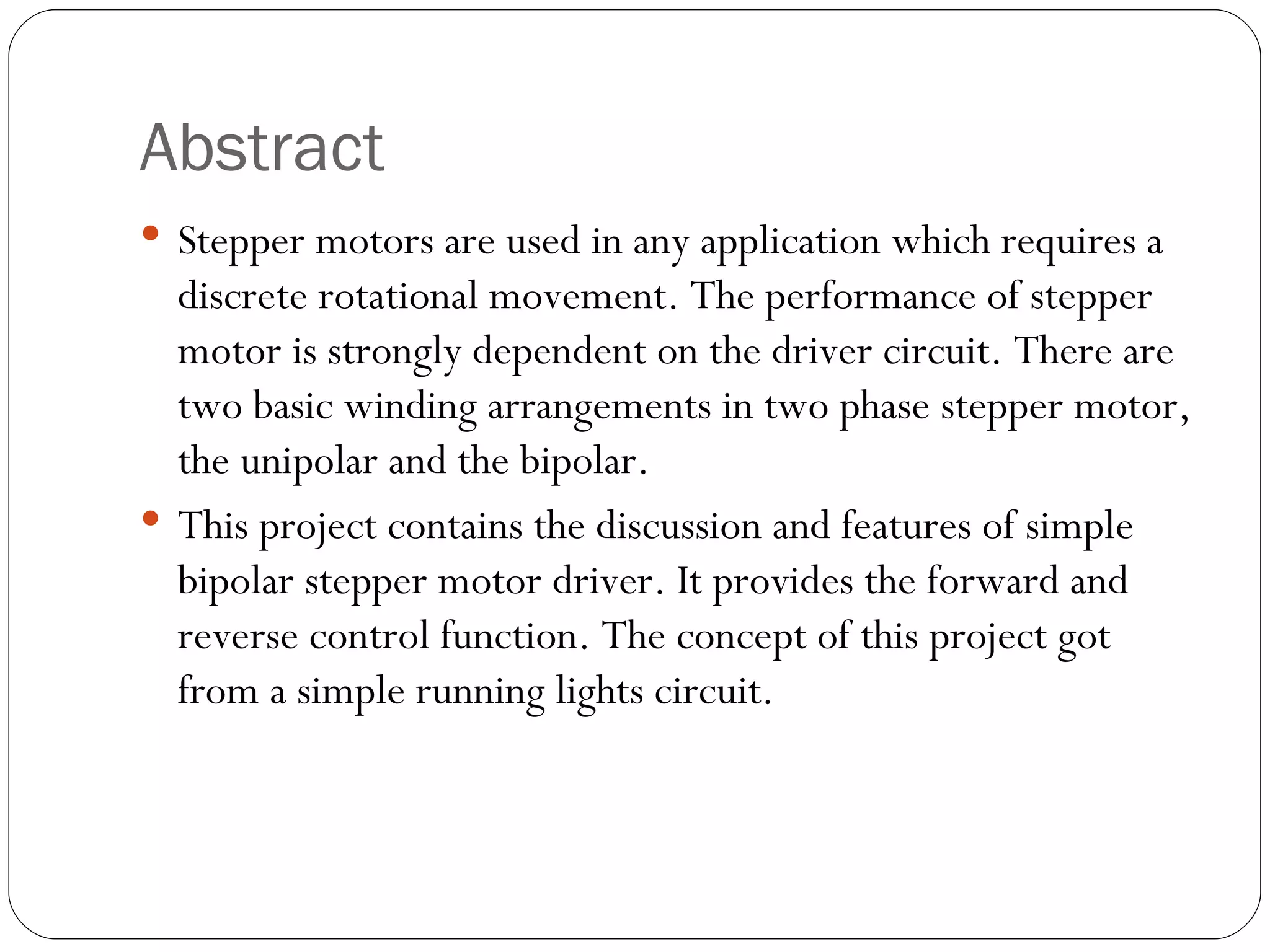 Presentation bipolar stepper motor driver circuit | PPT