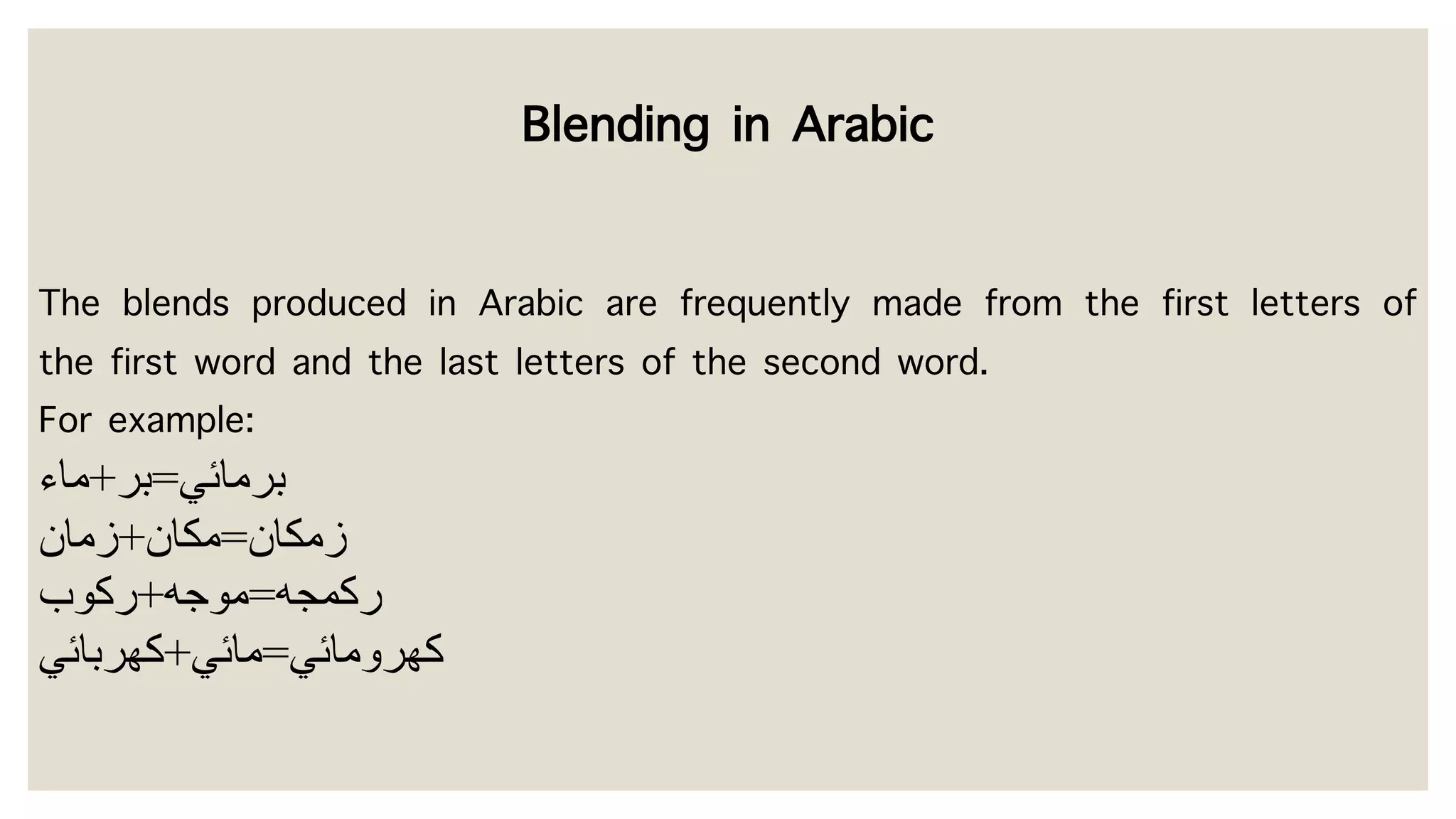 WORD FORMATION (blending) PRESENTED BY SAFIAH ALMURASHI | PDF