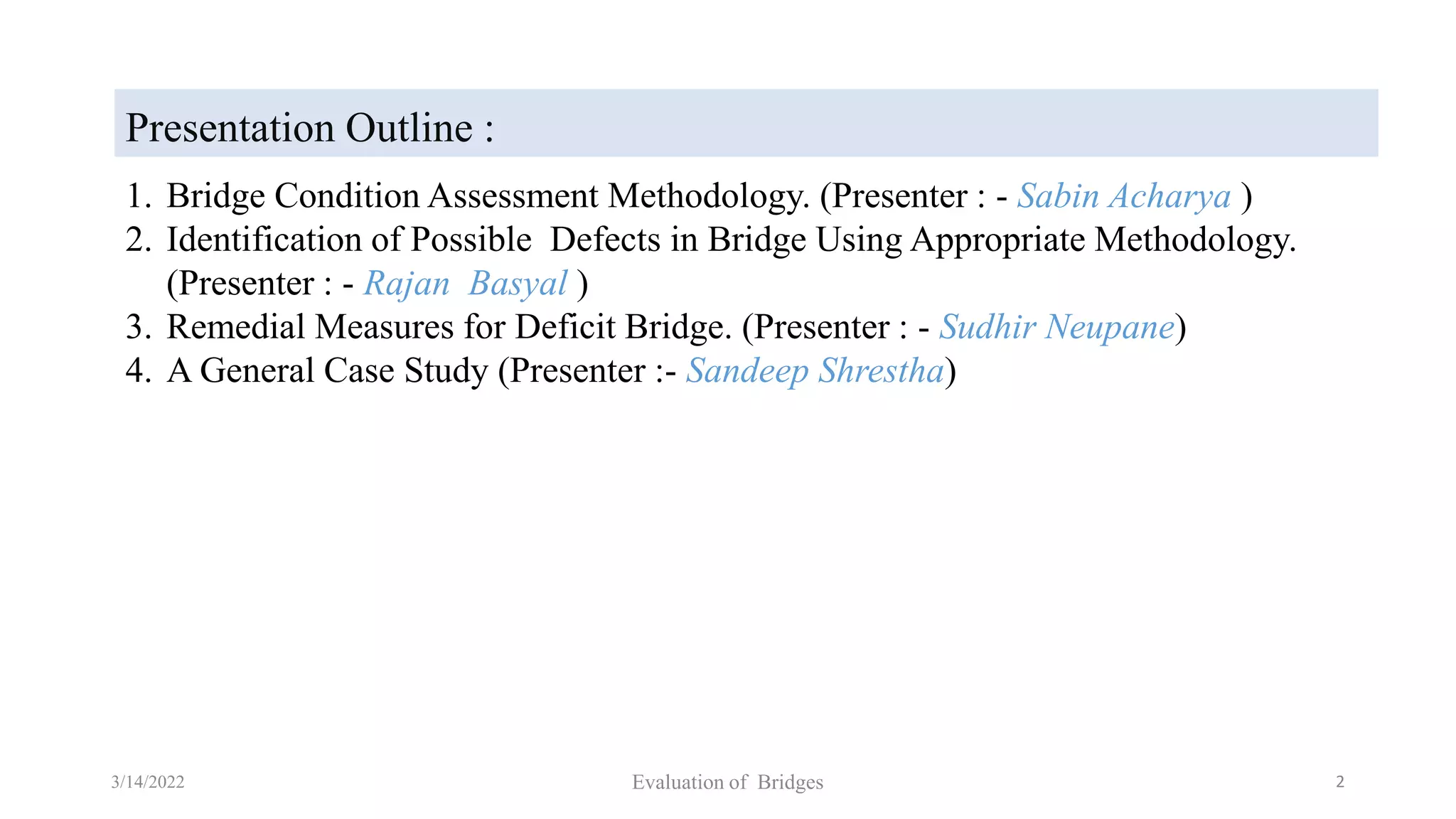 Presentation bridge assessment approach | PPTX