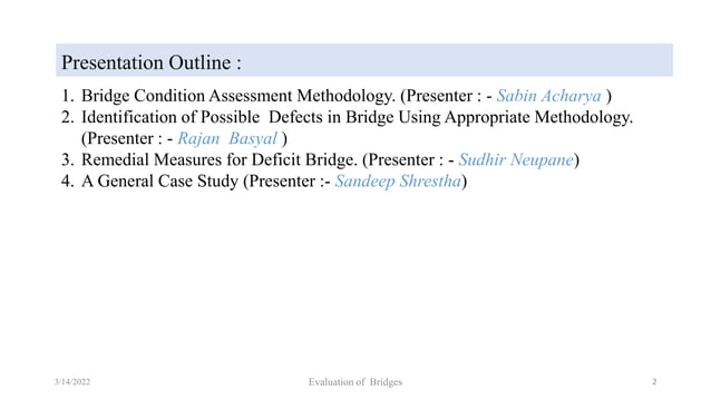 Presentation bridge assessment approach | PPTX