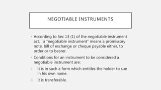 Negotiable Instruments | PPTX
