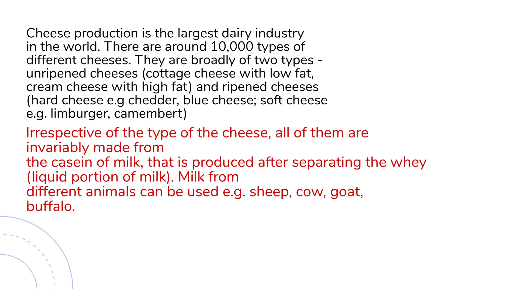 Production of cheese in industrial science | PDF