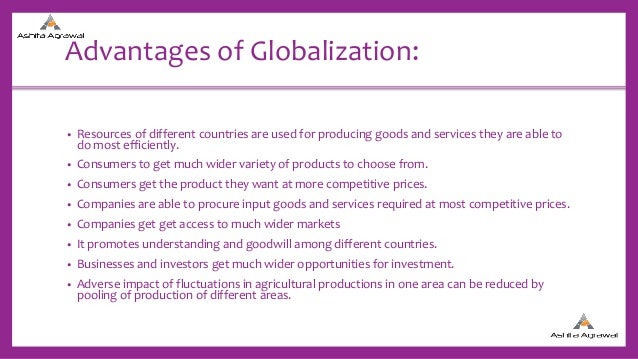Advantages Disadvantages Of Globalization Advantages 1 2 3