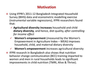 Overview of the Agriculture Toward Improved Nutrition and Women's ...