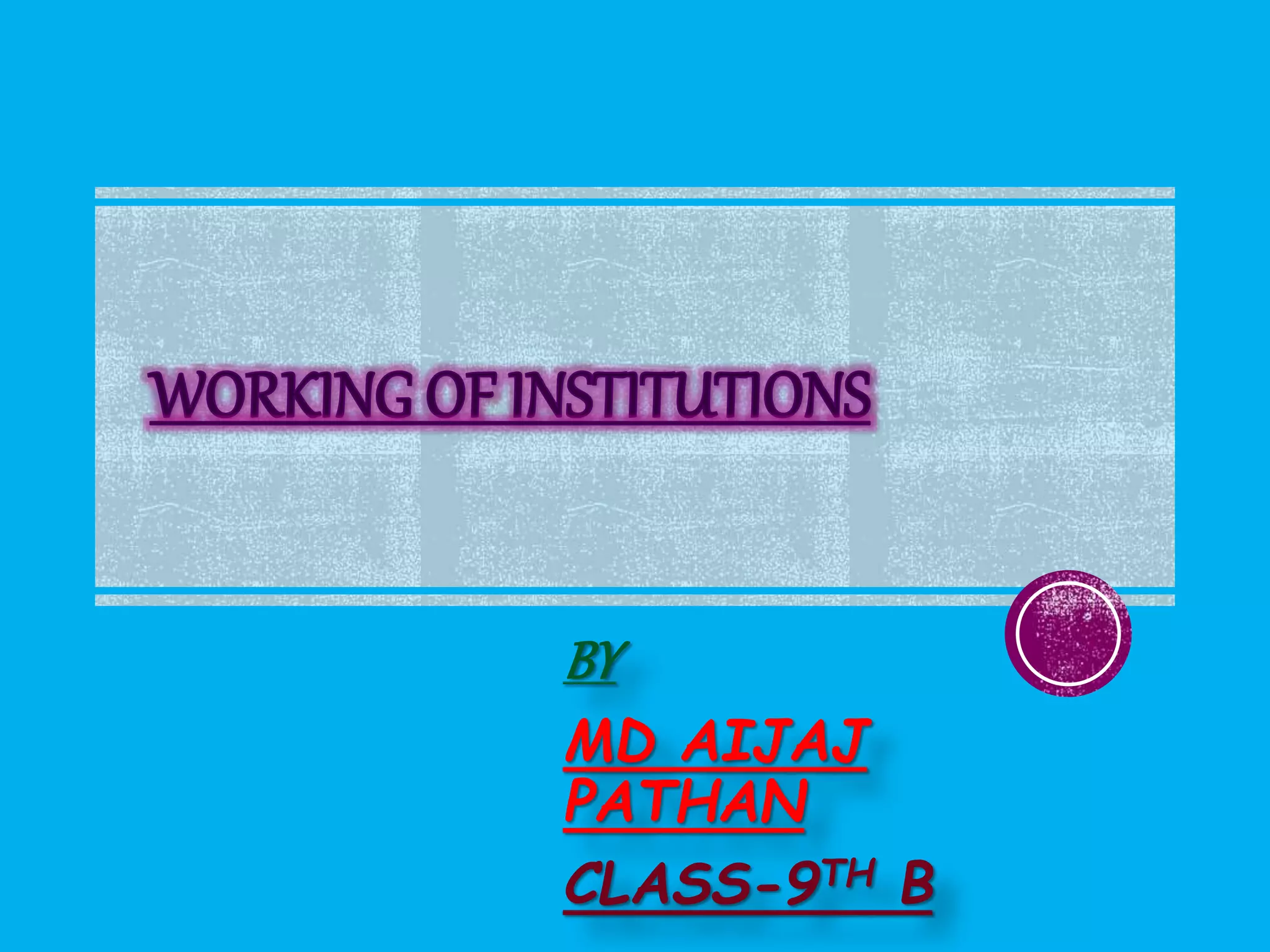 working of institutions by Pathan Aijaj | PPTX