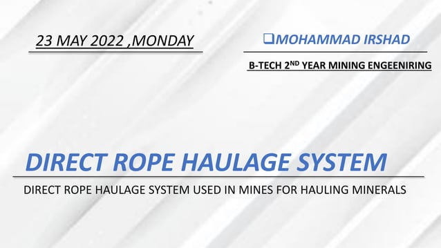 DIRECT ROPE HAULAGE SYSTEM IN MINING | PDF | Track and Field | Sports