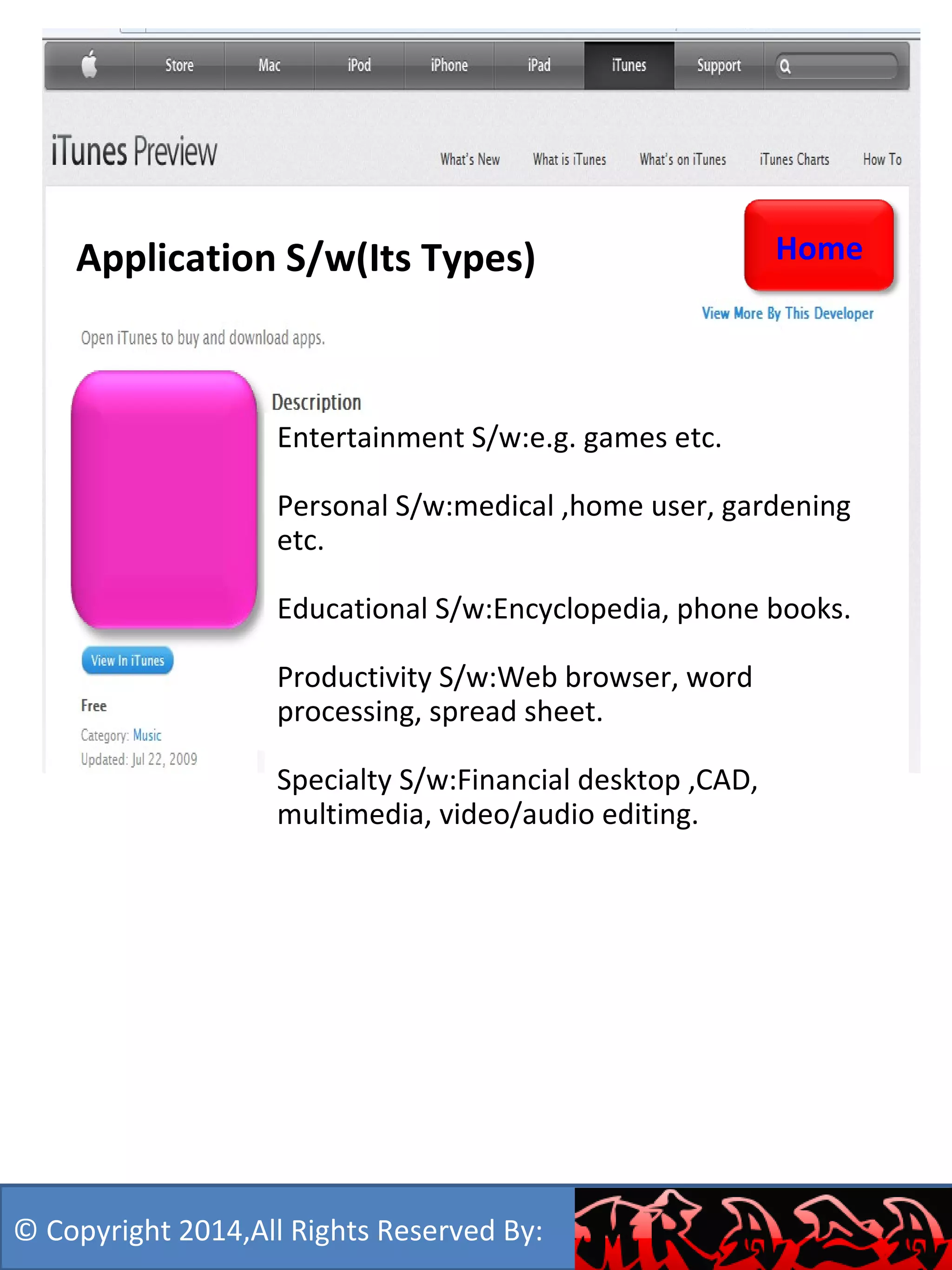 Presentation On Software,Its Types,A Detail On Application Software And Languages Generation | PDF