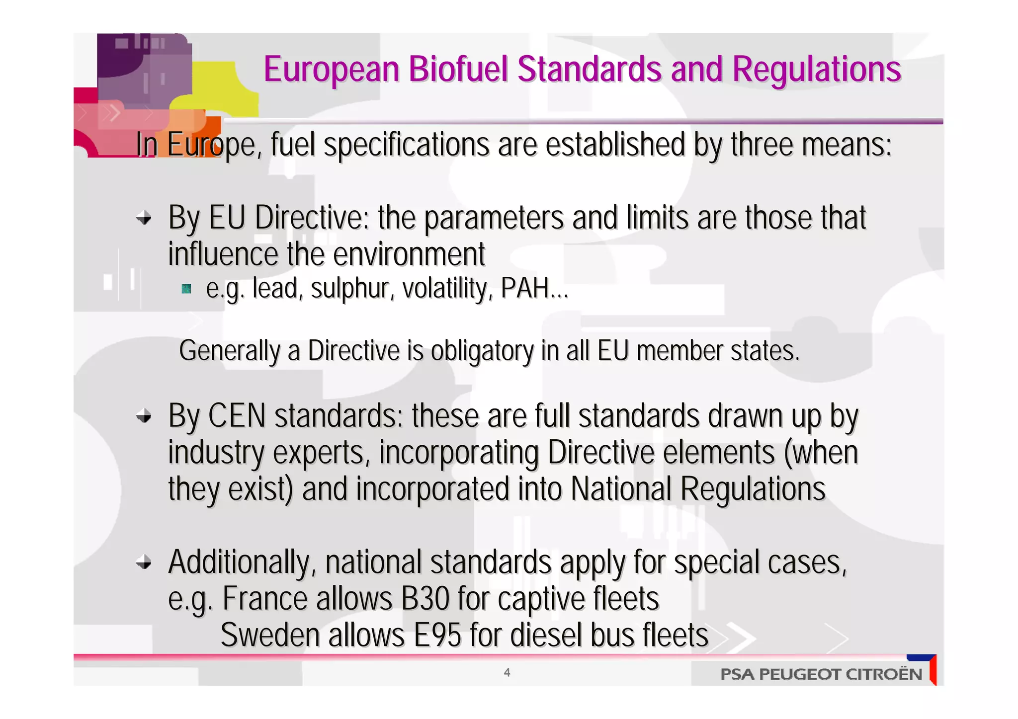 European Biofuel Standards & Regulations | PDF