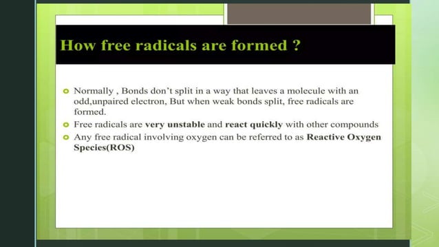 Free radicals role in cancer disease . presentations | PPTX