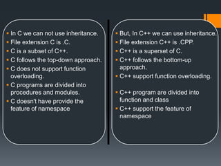 Comparison between C and C++ | PPTX