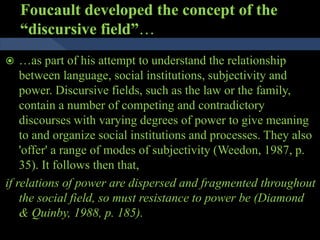 Foucauldian discourse analysis. | PPTX