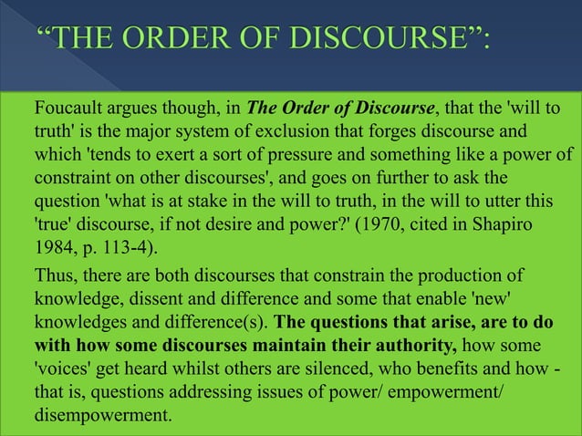 Foucauldian discourse analysis. | PPTX | Genealogy and Ancestry ...