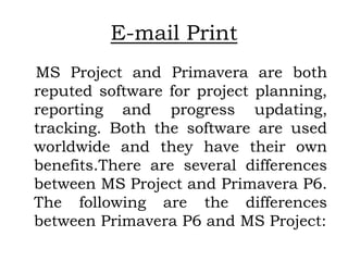 Primavera vs Microsoft project | PPTX