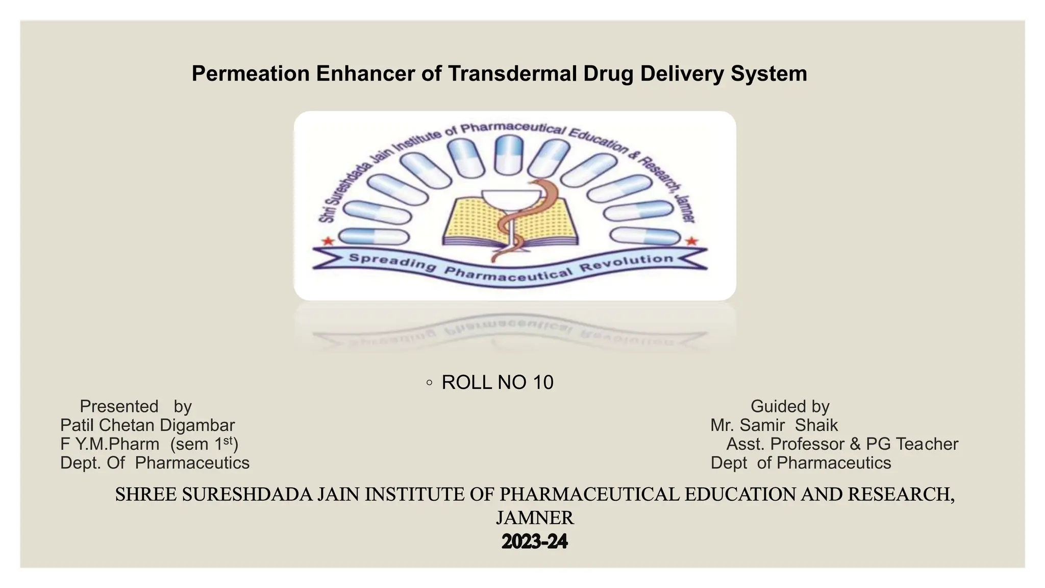 Permeation enhancer of Transdermal drug delivery system | PPTX