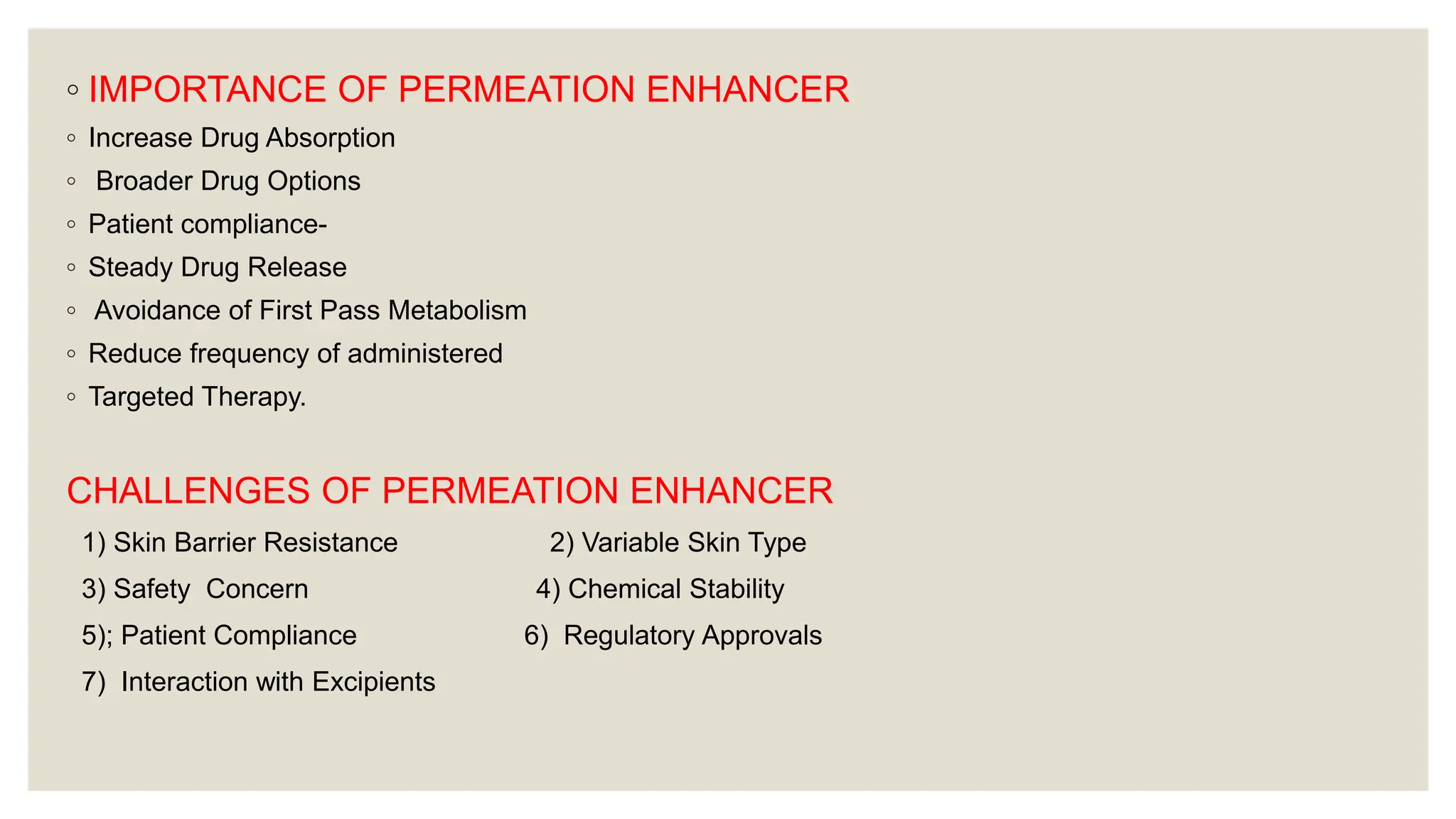 Permeation enhancer of Transdermal drug delivery system | PPTX