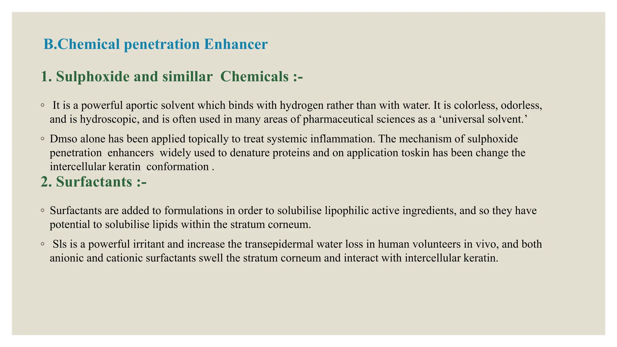 Permeation enhancer of Transdermal drug delivery system | PPTX