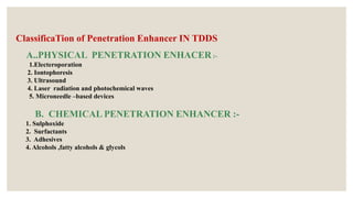 Permeation enhancer of Transdermal drug delivery system | PPTX