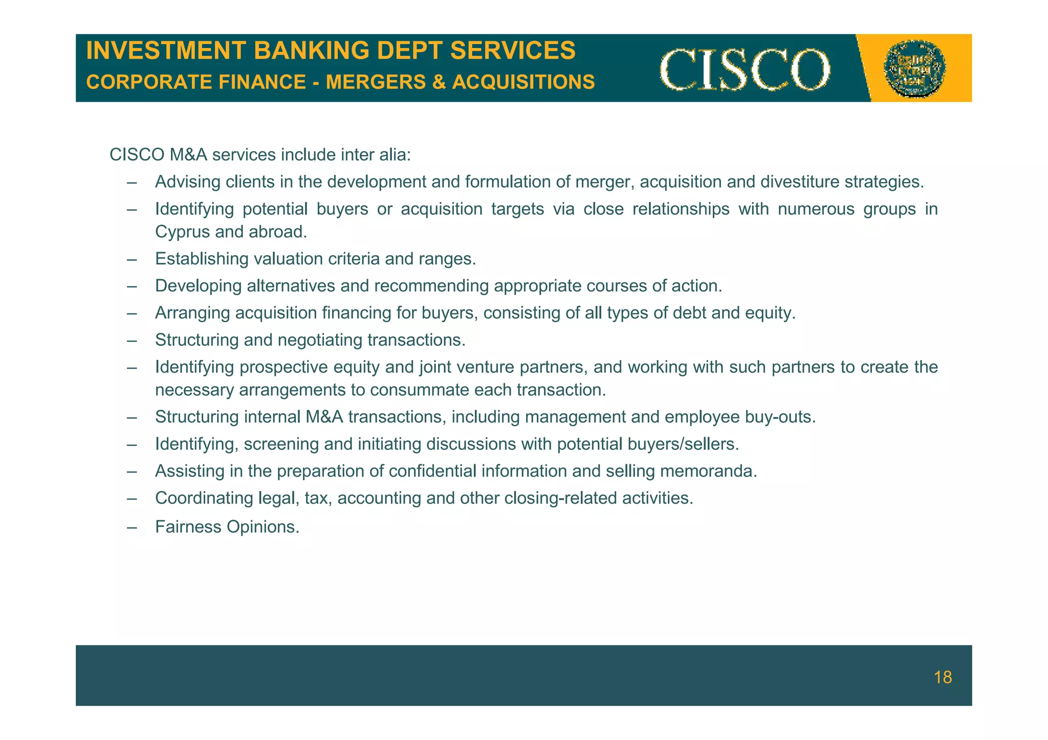 CISCO Investment Banking | PDF