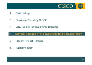 CISCO Investment Banking | PDF