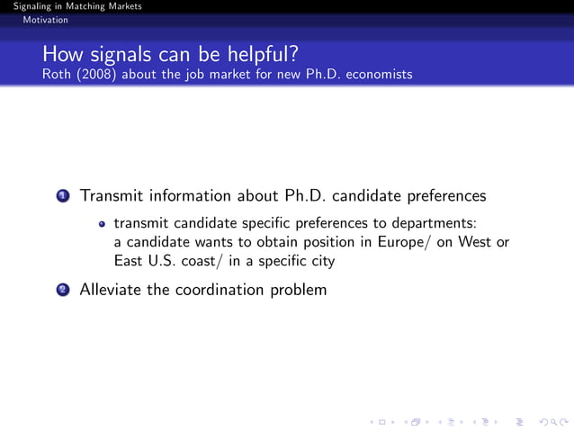 Signaling in matching markets | PPT