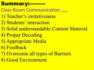 Presentation classroom communication | PPTX