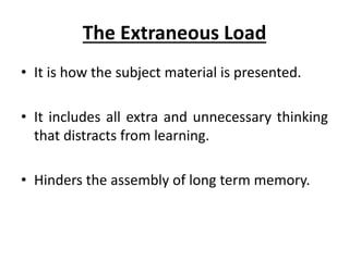 COGNITIVE LOAD THEORY (CLT) power point pptx | PPTX