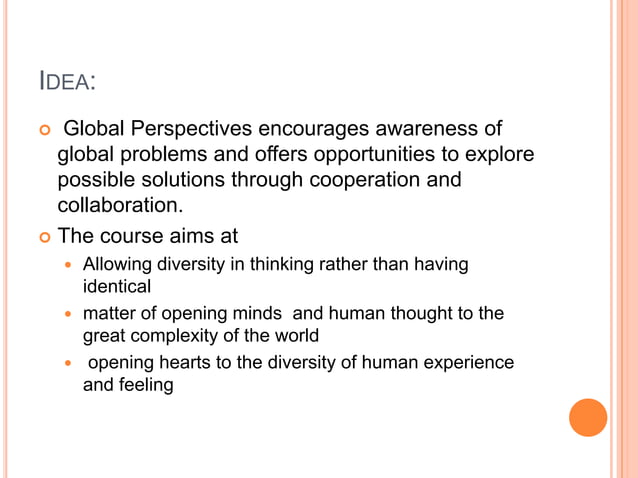 Presentation Global perspective Project | PPTX | Educational Assessment ...