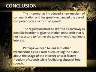 ARTICLE REVIEW: FREEDOM OF SPEECH AND THE INTERNET | PPTX