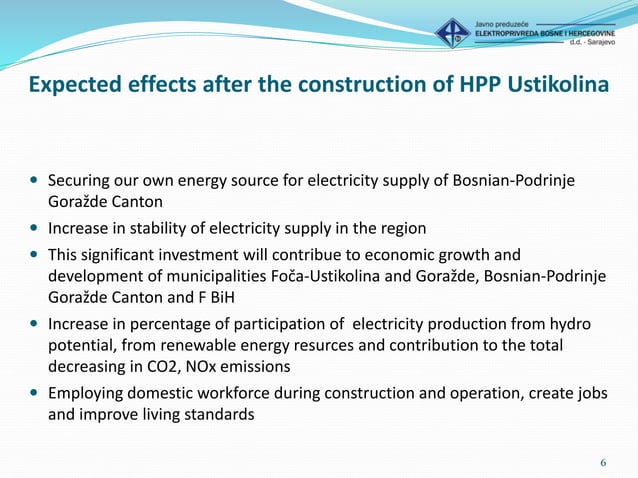 Presentation Construction of HPP Ustikolina- JP Elektroprivreda BiH d.d ...