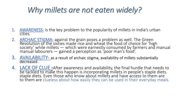THE MILLETS | PPTX | Agriculture | Industries