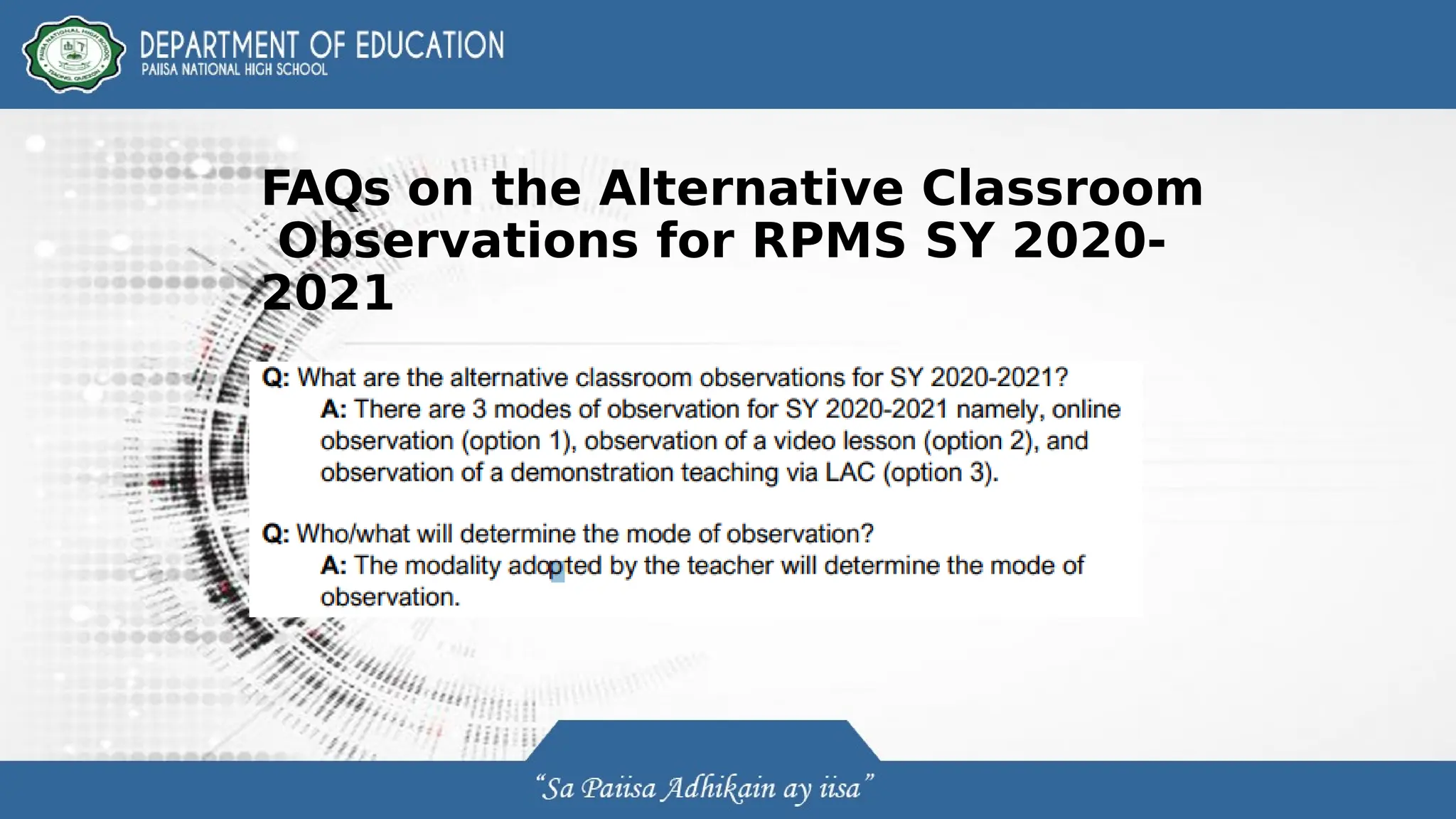 GUIDELINES FOR THE RPMS ALTERNATIVE CLASSROOM OBSERVATION | PPT GUIDELINES FOR THE RPMS ALTERNATIVE CLASSROOM OBSERVATION | PPT