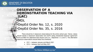 GUIDELINES FOR THE RPMS ALTERNATIVE CLASSROOM OBSERVATION | PPTX ...