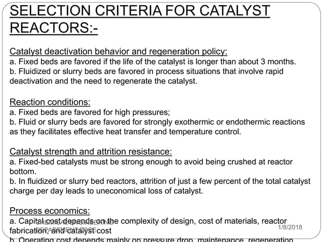 DESIGN OF CATALYST REACTOR WITH DEACTIVATION | PPT