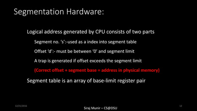 Segmentation In Operating Systems Pptx Operating Systems Computer Software And Applications