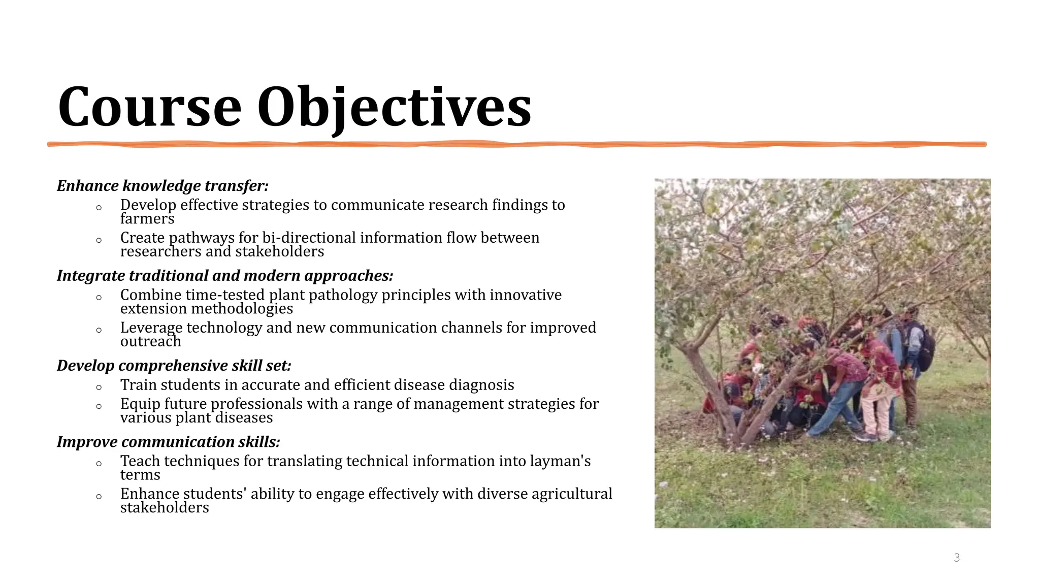 Integrating Field and Classroom through a new course entitled ...