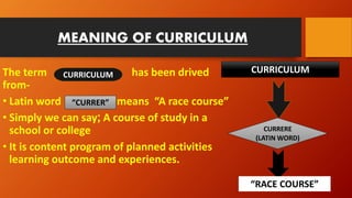 Curriculum: Meaning, Definition, Principles, Aims and Components. | PPTX