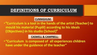 Curriculum: Meaning, Definition, Principles, Aims and Components. | PPTX