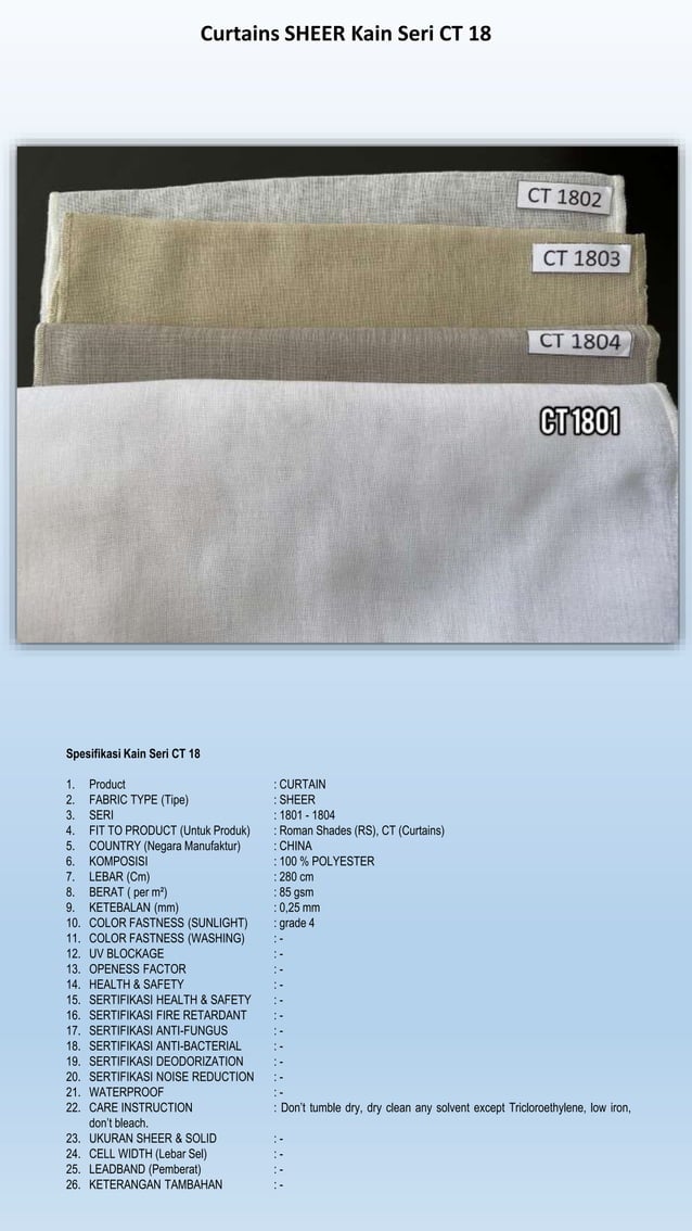 Curtains Fabric Samples Book SHEER CT 10 - 29.pptx | Deodorant and ...
