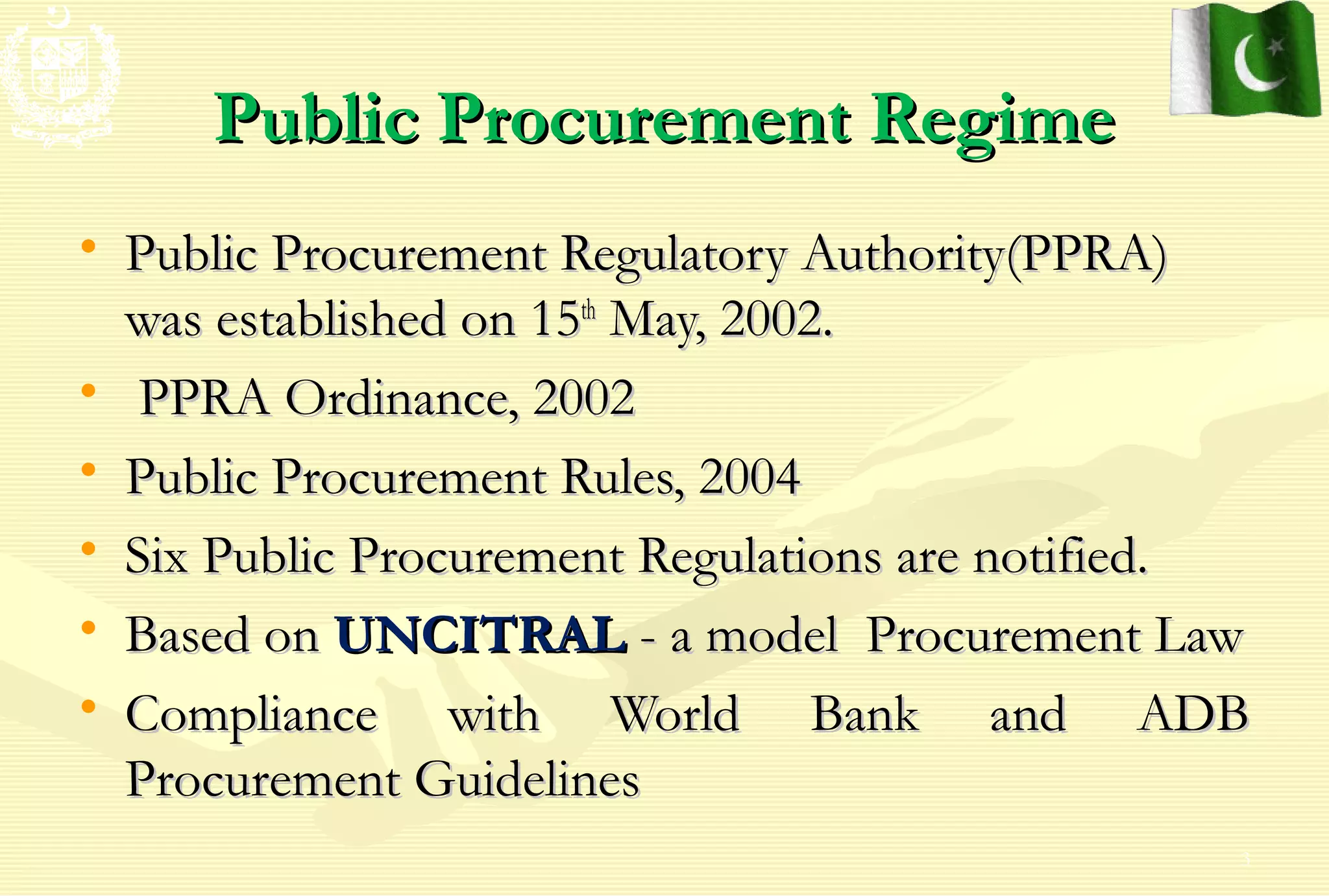PUBLIC PROCUREMENT REGIME & AN OVERVIEW OF PUBLIC PROCUREMENT RULES ...