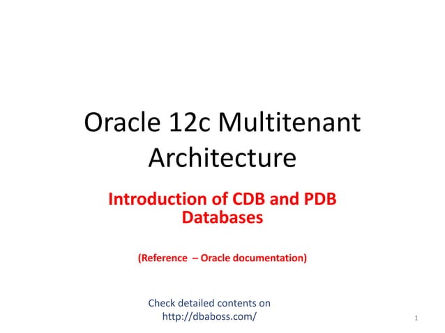 Presentation day1oracle 12c | PPT