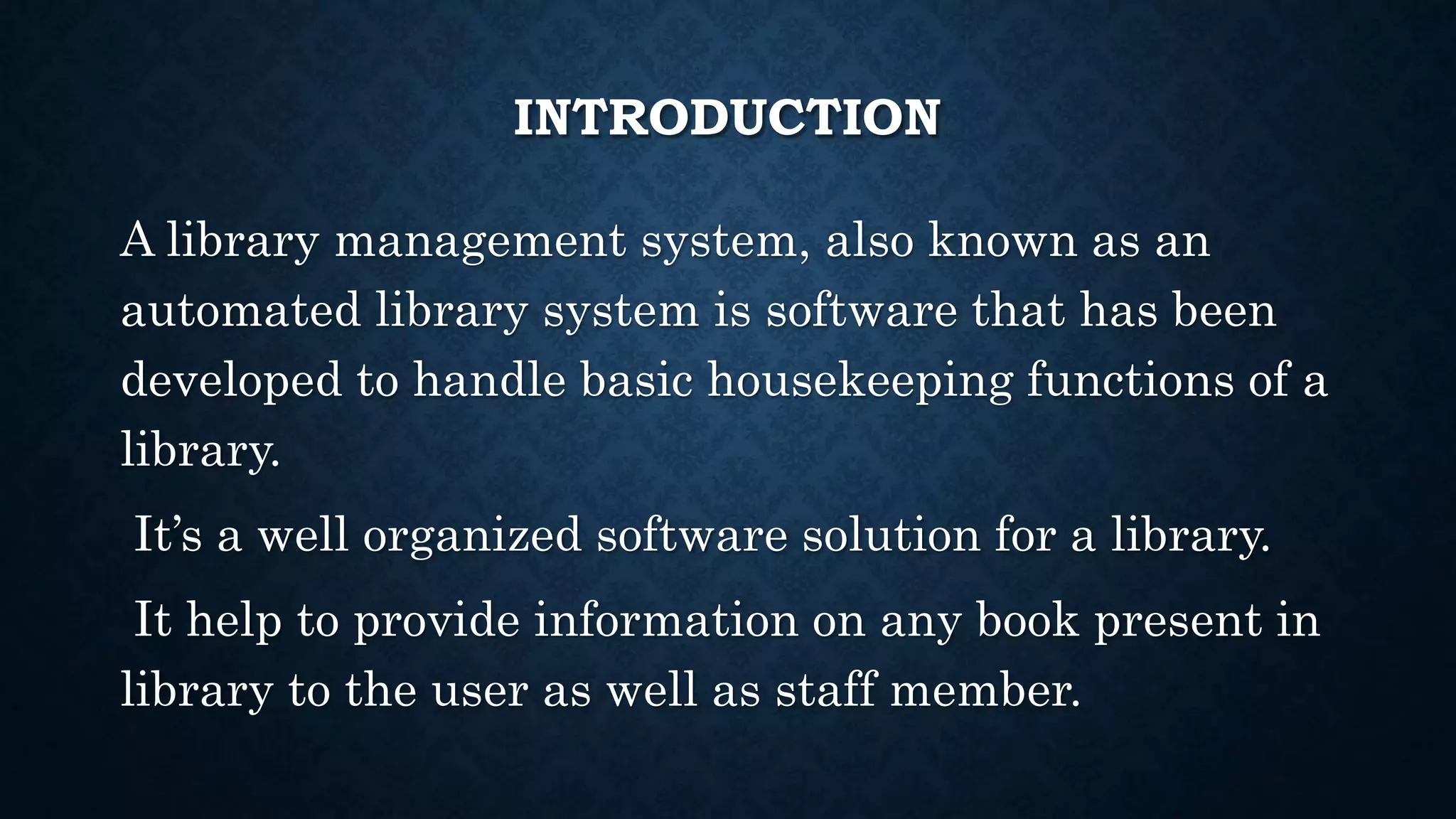 Presentation LIBRARY MANAGEMENT SYSTEM | PPTX