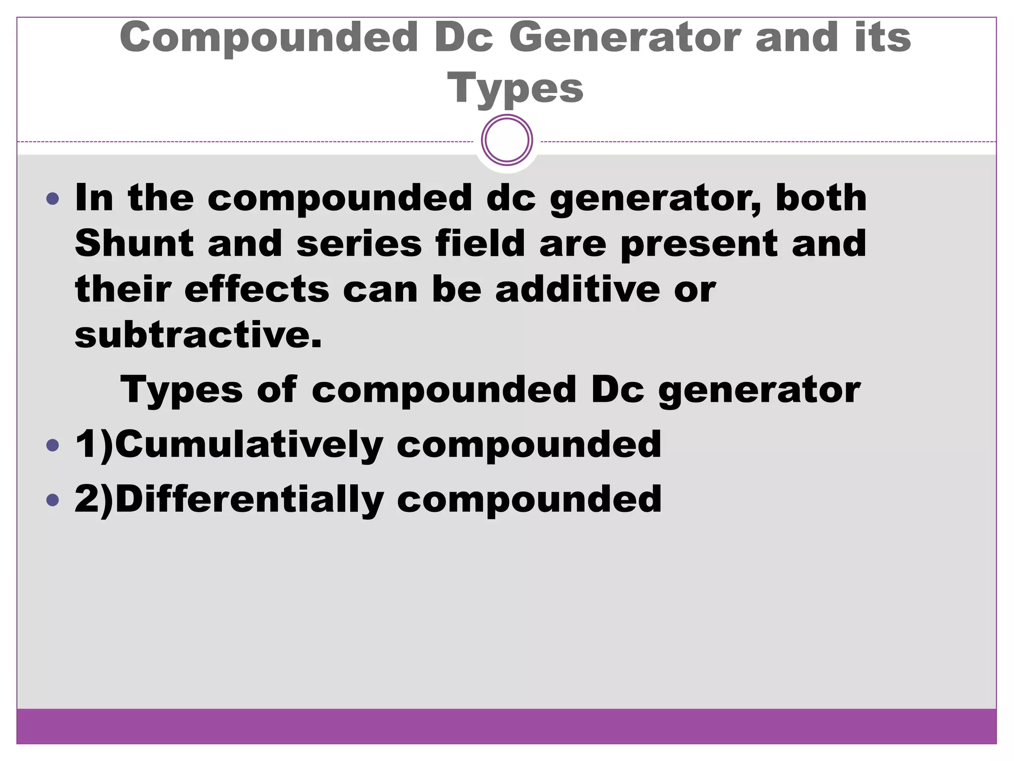 Comulatively Compounded DC Generator | PPTX