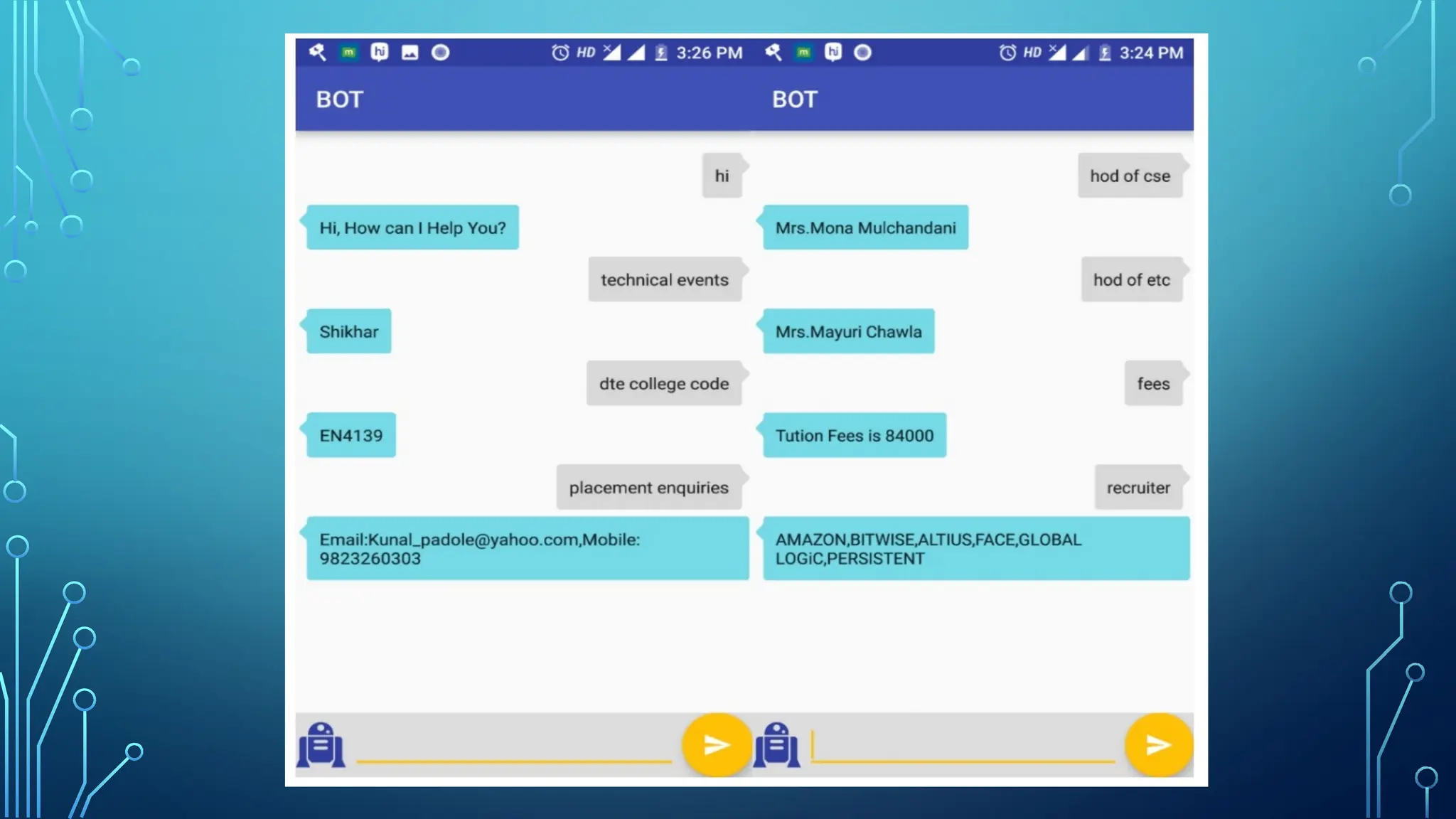 Chat ai bot for college enquiry ppt final year project | PPTX
