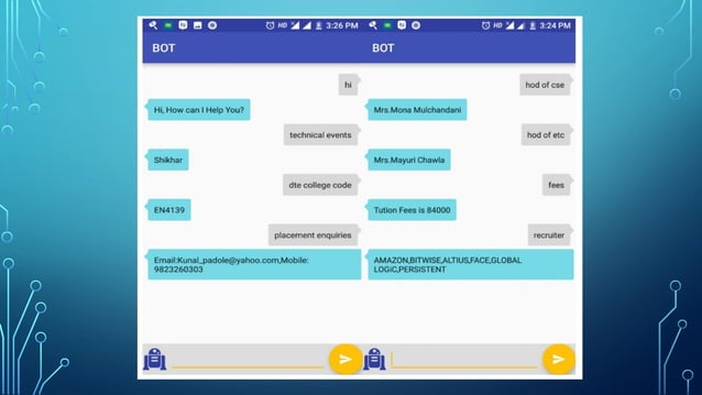 Chat ai bot for college enquiry ppt final year project | PPTX