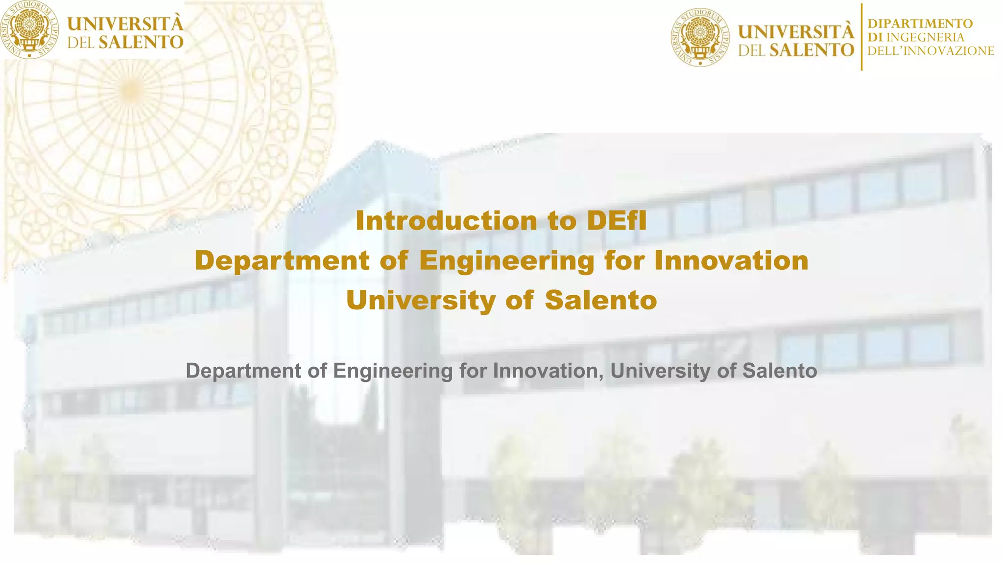 Introduction to the Department of Engineering for Innovation ...