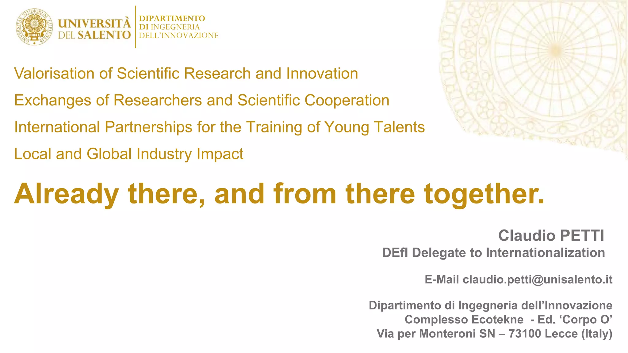 Introduction to the Department of Engineering for Innovation ...