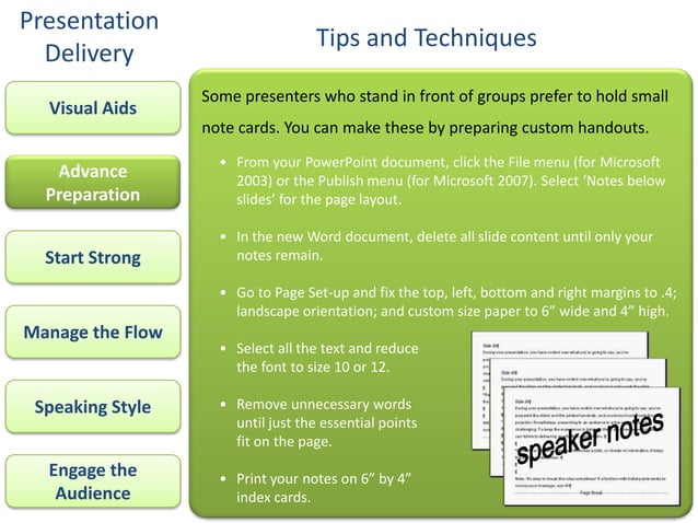 Presentation delivery tips and techniques | PPTX | Technology & Computing