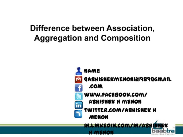 Difference Between Association Aggregation And Composition Ppt