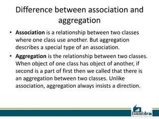 Difference between association, aggregation and composition | PPTX